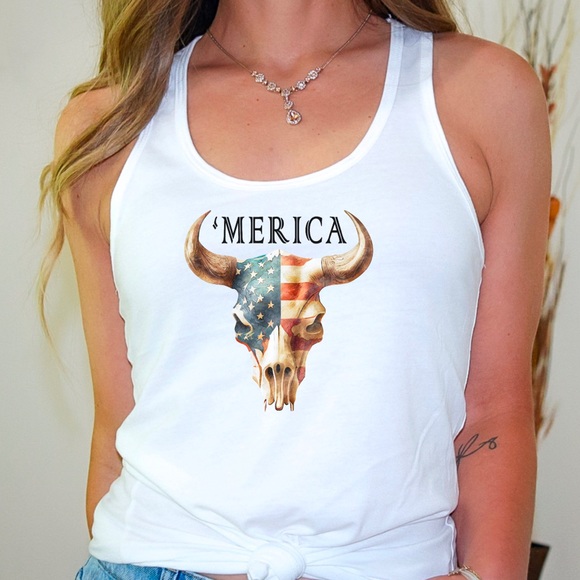 Hand Crafted | Tops | Merica Tank Top 4th Of July Tank Top Western Tank ...